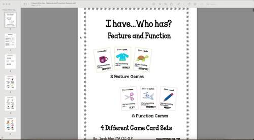 I Have, Who Has? Feature and Function Card Game by The Autism Helper