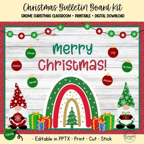 Christmas Bulletin Board Kit Classroom Decor | Door Decor Gnomes Theme