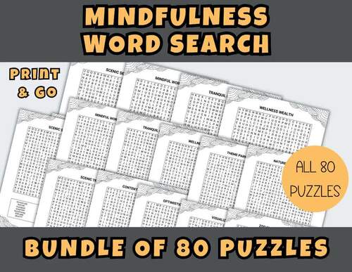 SEL Mindfulness Word Search Printable Activities Stress Relief Puzzle ...