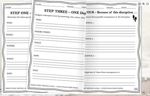 How to Write a SHORT STORY Pixar Based Narrative Writing Graphic Organizer