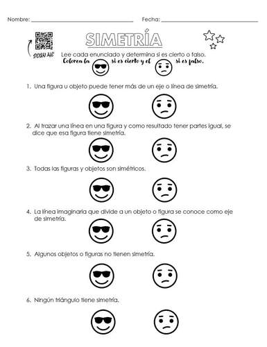 La simetría │ Figuras y objetos simétricos │ Symmetry Spanish Worksheets