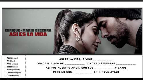 Enrique Iglesias - 'ASI ES LA VIDA' Spanish Cloze Song Sheet *WITH VIDEO*