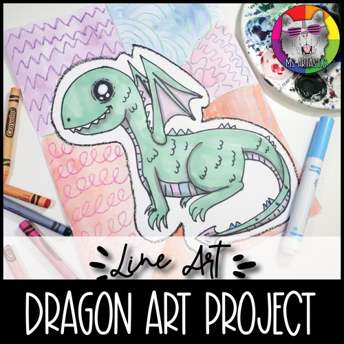 Element of Art Line Art Lesson, Dragon Art Project Activity for Elementary