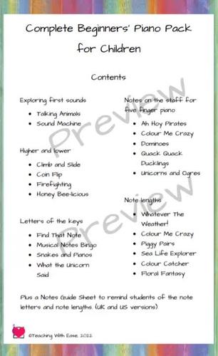 Complete Beginners' Piano Pack for Children by Teaching With Ease Ltd