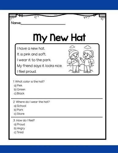Kindergarten Reading Comprehension Worksheets | Multiple Choice Passages