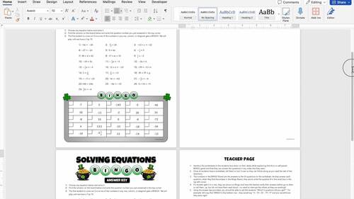 6th Grade Math Review Worksheet: One-step Equations Activity | St ...