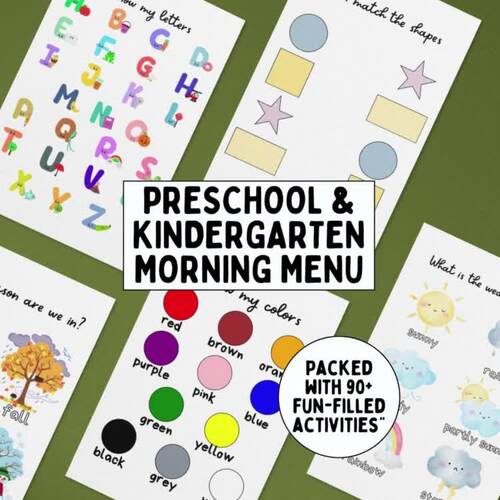 Preschool/Kindergarten Morning Menu Packet Printables by PrintandPlayMama