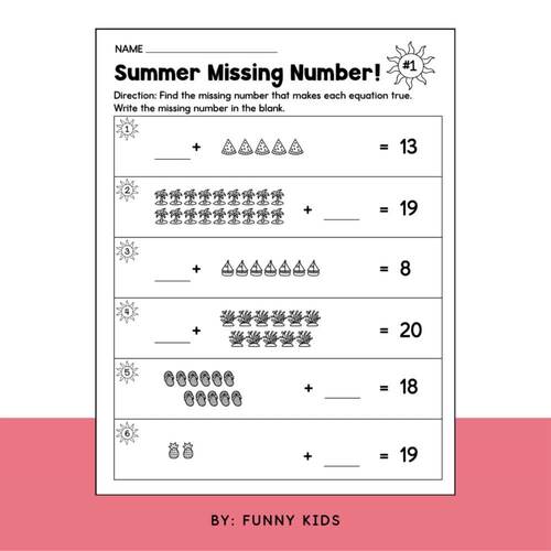 Summer Math Fun – Addition and Subtraction within 20 with Pictures