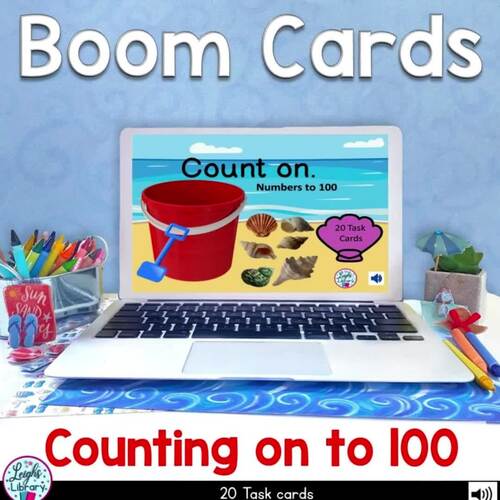 Boom Cards™ Counting On to 100 at the Beach by Leigh's Library | TPT