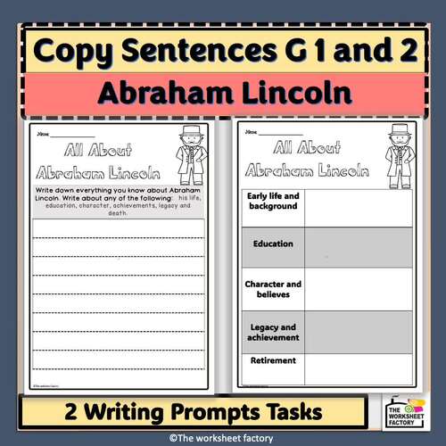 Abraham Lincoln Biography- facts Copy the Sentences and Handwriting ...