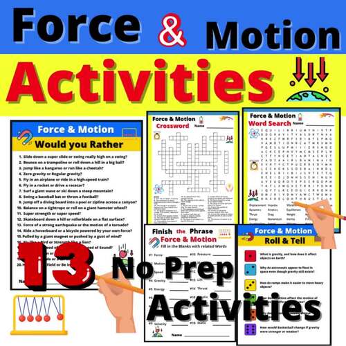 Force & Motion Activities Packet Science Lessons Independent Work Resources