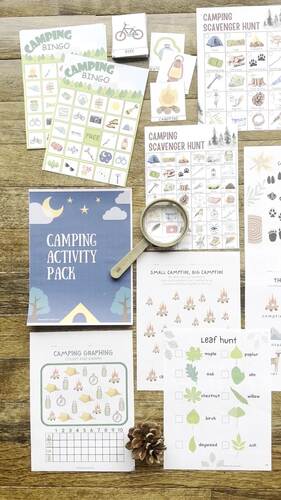 Camping Activity Pack for kids - Scavenger hunt, Camping Bingo game ...