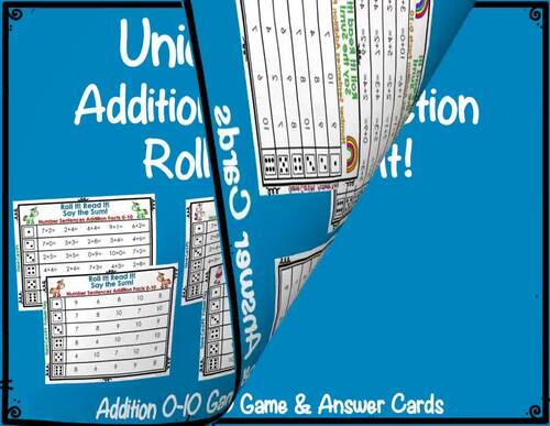 Unicorn Addition & Subtraction Facts 0-20 Roll It! Read It! Game Cards