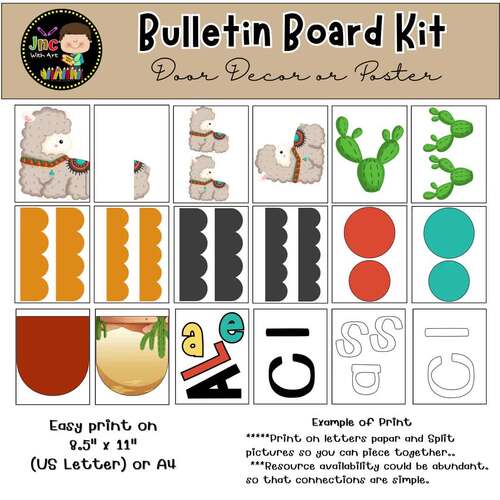 Back to School Llama Bulletin Board Kit | Door Decor | Editable by JNC ...