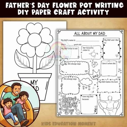 Fathers Day Flower Bouquet or Pot Craft & Writing Activity | TPT