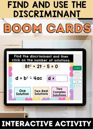 Discriminant of Quadratic Equations | Number of Solutions | BOOM™ Cards
