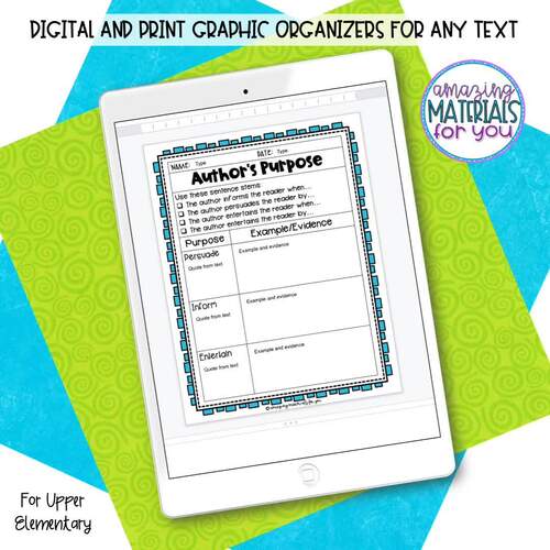 Reading Response Graphic Organizers by Amazing Materials for You by Amy ...