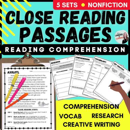Close Reading Comprehension Passages and Activities | 5 Nonfiction ...