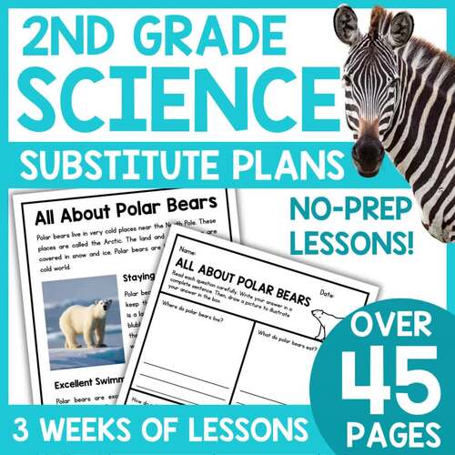2nd Grade Science Sub Plans | No Prep Emergency Sub Tub Binder Plans ...