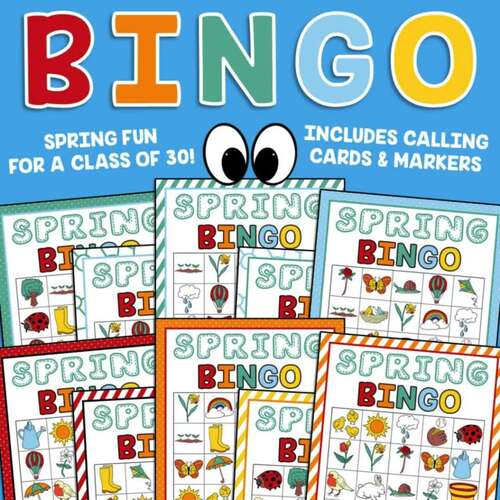 Spring Bingo Game Printable 30 Card Class Set by Teachers Toolkit