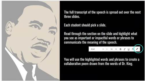 Martin Luther King Jr. I Have A Dream digital collaborative found poem ...