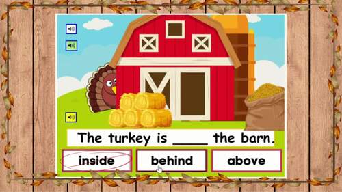 Prepositions Where's the Turkey (Boom Cards with Audio) | TPT