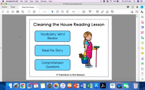 Cleaning the House Adaptive Book Digital Activity- Life Skills | TPT