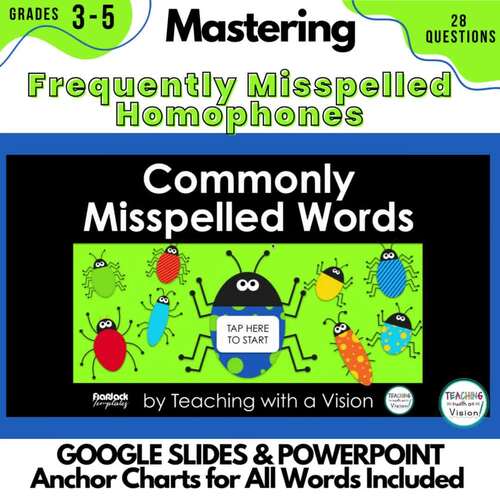 Homophones Grammar Review Digital Game Homophones Anchor Chart Word List