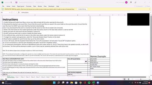 Random Name Generator Compatible with Microsoft Excel (macro enabled) V1.0
