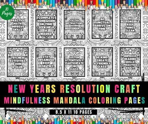 New Years Resolution Craft, 3rd Grade ELA, Goals Printable Coloring, No ...