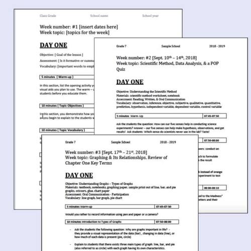 Sub Lesson Plans for Math and Science Middle School Classroom Bundle