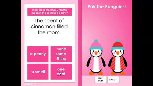 EDITABLE Homophones Digital Penguin Hunt Game for January Winter Theme