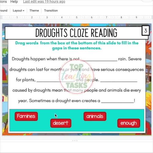 Natural Disasters Reading Comprehension Passages and Questions Grade 3