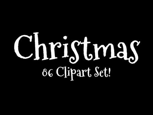 Christmas Clip Art Set with Holiday Decorations Santa Chimney Kids and ...