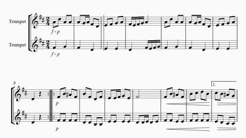 Swallowtail duet for two trumpets by We-Teach-Music | TPT