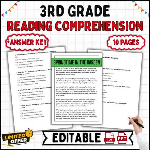 3rd Grade Spring Reading Comprehension Passages with Questions | 10 ...