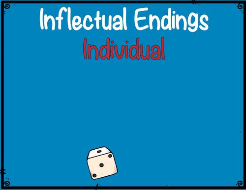 Inflectual Endings of -s -es -ies -ing, -ed Roll It Read It Game Cards