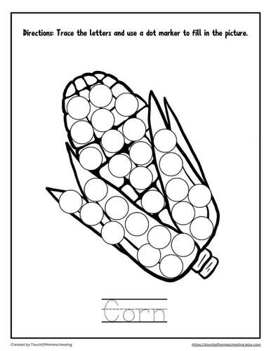 Thanksgiving Dot Marker Worksheets by A Touch of Homeschooling | TPT