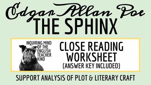 "The Sphinx" by Edgar Allan Poe Close Reading Analysis Worksheet ...