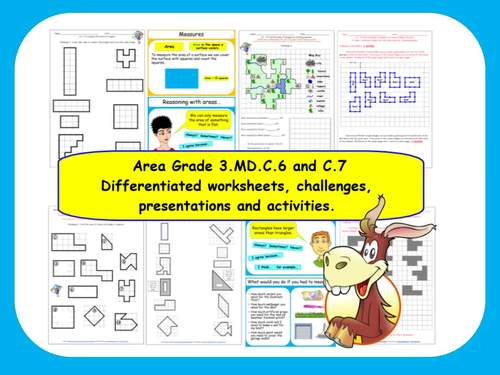 Area Grade 3.MD.C.6 and C.7 Measurement by Mathematical Wonderland