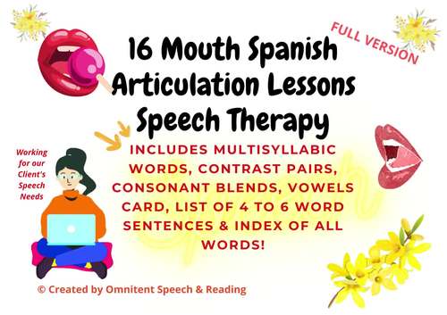 Spanish Speech Therapy Articulation Mouth Cues Words Sentences Full ...