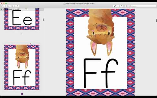 Llama Themed Classroom Alphabet Posters by A Teacher and her Cat