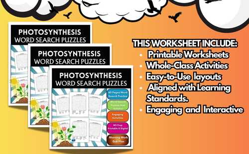 Photosynthesis Word Search Activities Morning Work 4th,5th,6th,7th,8th ...