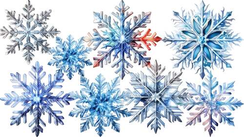 Watercolor Snowflakes Clipart Set of 20 Files by ArtisticTimberStudio