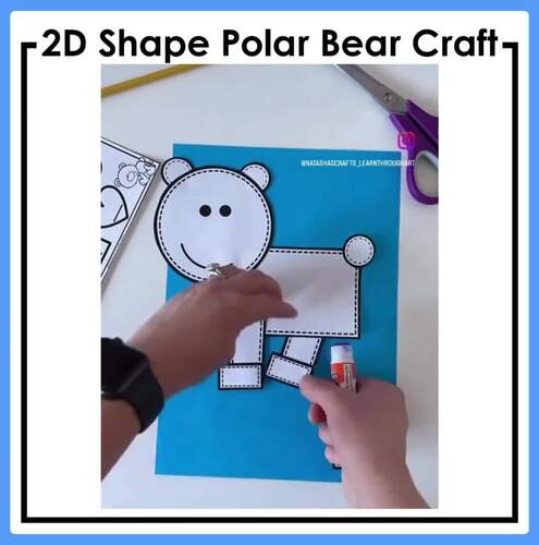 2D Shape Polar Bear Winter Craft Kindergarten Geometry Math Bulletin Crafts