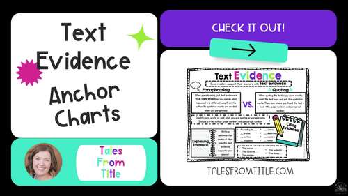 Using Text Evidence Anchor Charts by Tales from Title | TPT