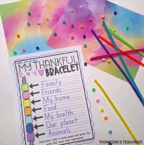 Thankful Bracelets - Thanksgiving Activity - Digital Version Included