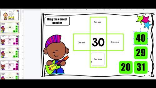 10 more 10 less 1 more 1 less English Google Slide by Recursos Arcoiris