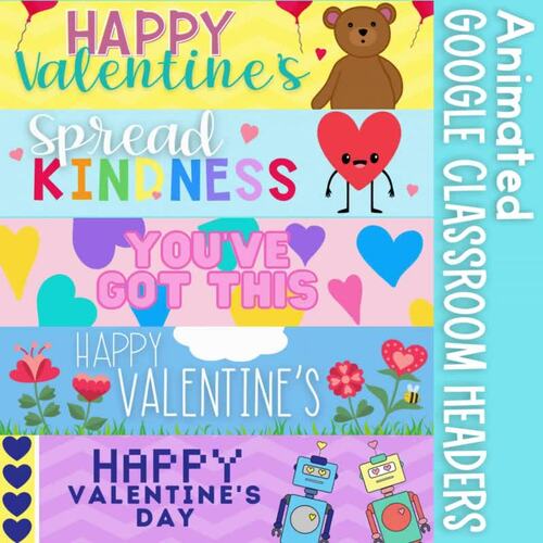 7 Valentine's Day animated headers banners for Google Classroom | TPT