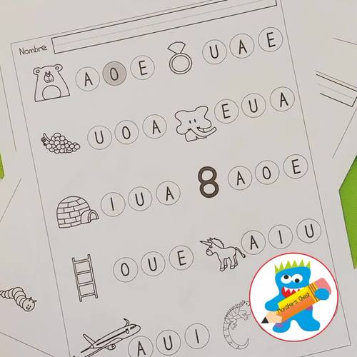 Las vocales hojas de trabajo Spanish Worksheets and Posters Vowels